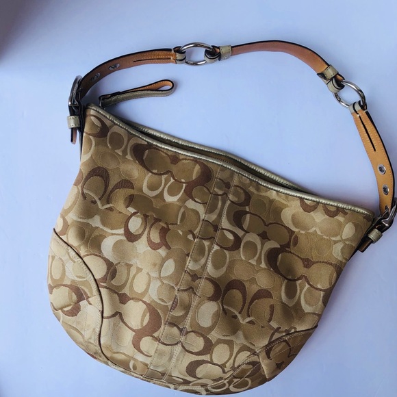 Coach | Bags | Coach Signature Boho Shoulder Leather Beige Bag | Poshmark
